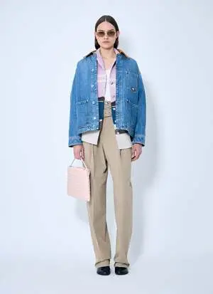 Bottega Veneta Indigo Denim Jacket With Suede Collar