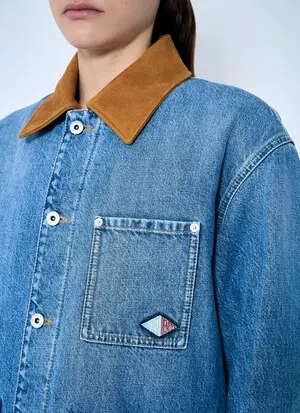 Bottega Veneta Indigo Denim Jacket With Suede Collar