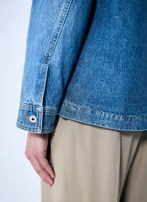Bottega Veneta Indigo Denim Jacket With Suede Collar