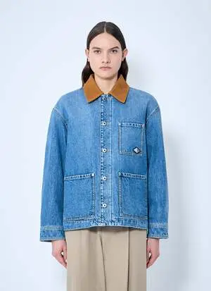 Bottega Veneta Indigo Denim Jacket With Suede Collar - Blue