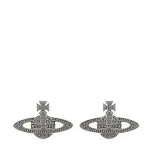 VIVIENNE WESTWOOD Mini Bas Relief Earrings With Crystals - Silver