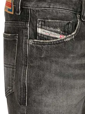 DIESEL® D-fin" Slim Fit Denim Shorts With Eagle Motif - Black