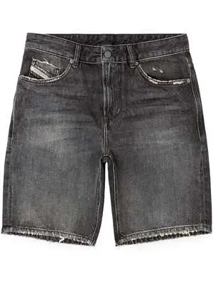 DIESEL® D-fin" Slim Fit Denim Shorts With Eagle Motif - Black