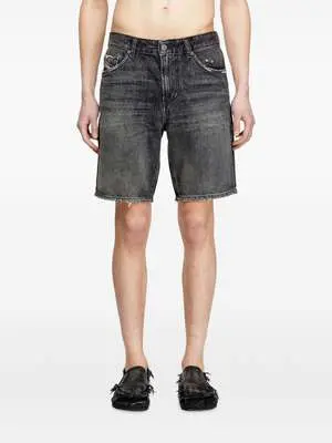 DIESEL® D-fin" Slim Fit Denim Shorts With Eagle Motif - Black
