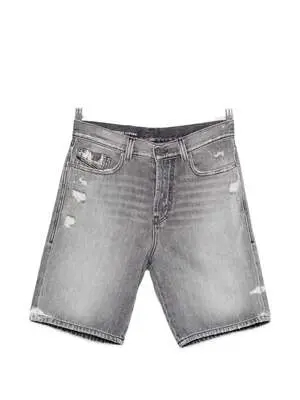 DIESEL® Stonewashed Denim Shorts With Distressed Details - Gray
