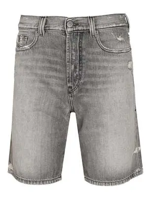 DIESEL® Stonewashed Denim Shorts With Distressed Details - Gray