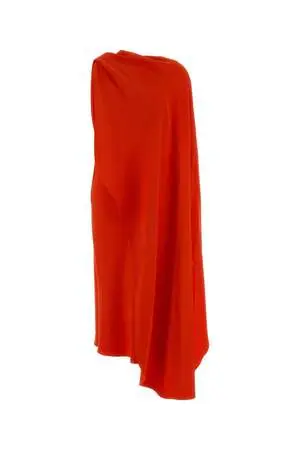 Balenciaga Coral Crepe Long Dress - Red