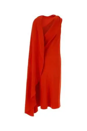 Balenciaga Coral Crepe Long Dress - Red