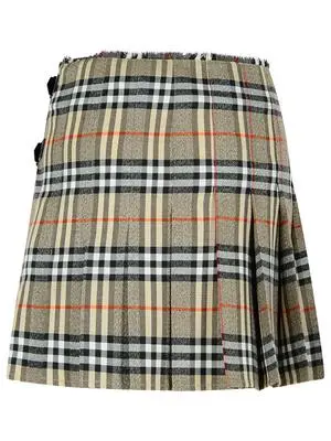 Burberry Wool Mini Kilt With Check Pattern