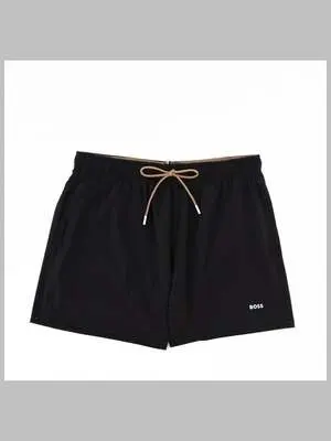 BOSS Swim Shorts With Logo Detail - Black