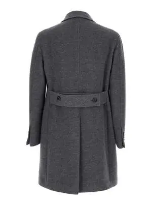 Tagliatore Grey Double-breasted Wool And Cashmere Coat