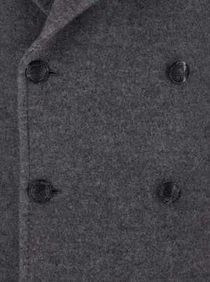 Tagliatore Grey Double-breasted Wool And Cashmere Coat