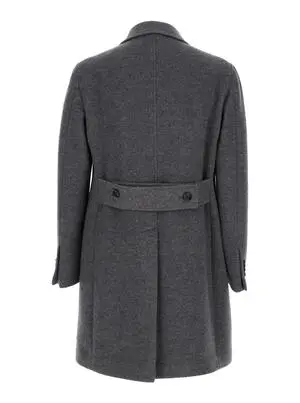 Tagliatore Grey Double-breasted Wool And Cashmere Coat - Multicolor
