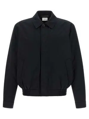 Saint Laurent Cassandre Embroidered Cotton Silk Jacket - Black
