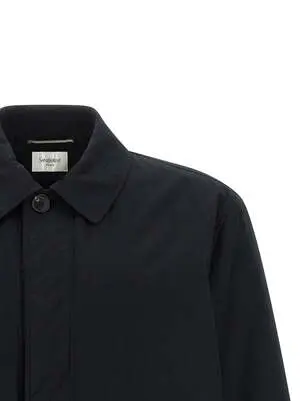 Saint Laurent Cassandre Embroidered Cotton Silk Jacket - Black