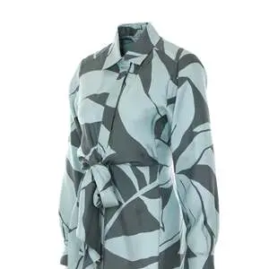 Max Mara Tropical Print Belted Silk Dress