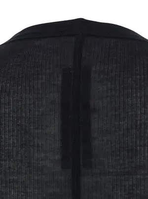 Rick Owens Round Neck Long Sleeve Ribbed Viscose Silk Blend T-shirt - Black