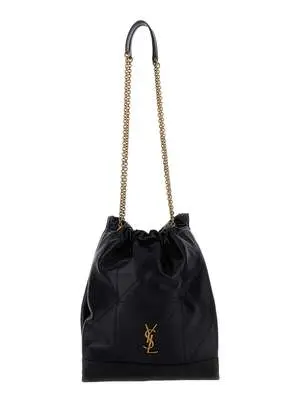 Saint Laurent Jamie 4.3 Pochon" Black Leather Shoulder Bag With Cassandre Plate - Multicolor