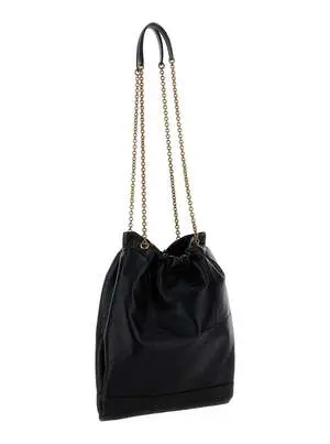 Saint Laurent Jamie 4.3 Pochon" Black Leather Shoulder Bag With Cassandre Plate - Multicolor
