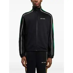 Palm Angels Polyester Full Zip Sweatshirt With Contrast Stripes