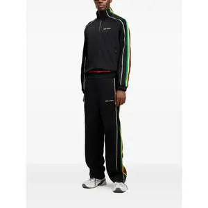 Palm Angels Polyester Full Zip Sweatshirt With Contrast Stripes