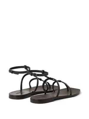 Brunello Cucinelli Leather Sandals With Rhinestone Embellishments