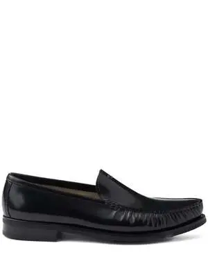 Prada Brushed Leather Loafers - Black