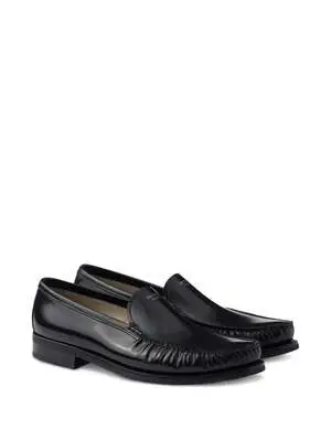 Prada Brushed Leather Loafers - Black
