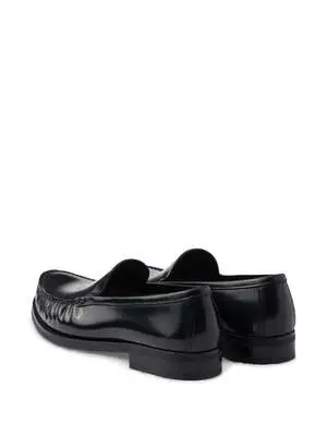 Prada Brushed Leather Loafers - Black