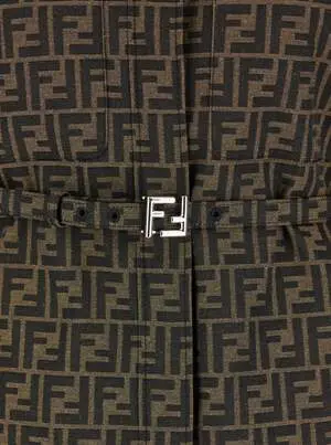 Fendi Brown Ff Motif Cotton Blend Jacket - Multicolor