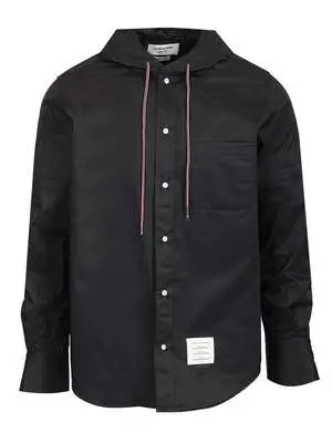 Thom Browne Nylon Hooded Shirt - Blue