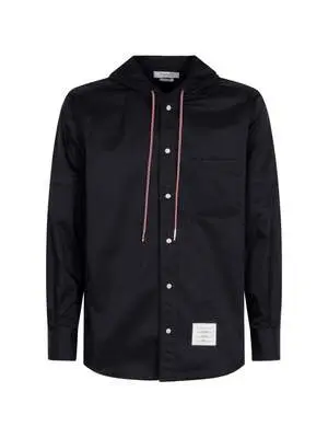 Thom Browne Nylon Hooded Shirt - Blue