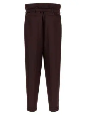 Saint Laurent Wool And Mohair Blend Paper-bag Waist Trousers