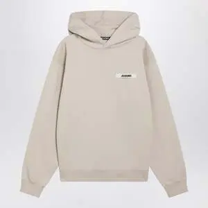 Jacquemus Beige Cotton Fleece Hoodie With Grosgrain Logo Detail