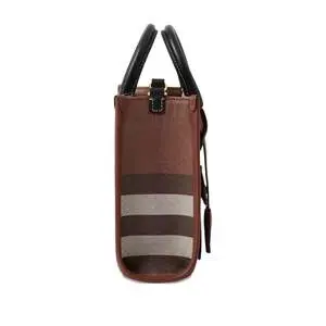 Burberry Check Canvas And Leather Tote Bag - Brown