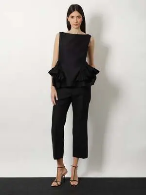 Dries Van Noten Casey Wool And Silk Top - Black