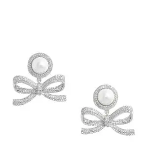 SELF-PORTRAIT Pearl Bow Drop Earrings