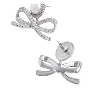 SELF-PORTRAIT Pearl Bow Drop Earrings