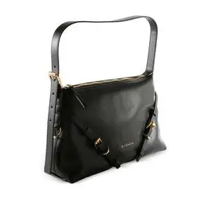 Givenchy Calf Leather Shoulder Bag With Buckle Straps - Black