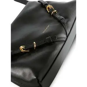 Givenchy Calf Leather Shoulder Bag With Buckle Straps - Black