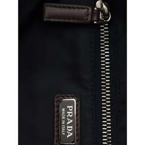 Prada Leather Trimmed Enamel Triangle Logo Wash Bag