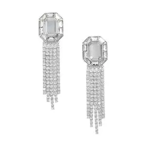 SELF-PORTRAIT Crystal Droplet Earrings - Silver