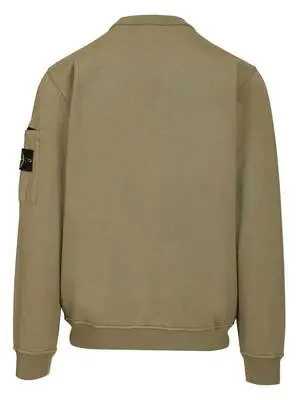 Stone Island Cotton Crewneck Sweatshirt With Sleeve Pocket - Green