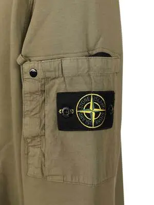 Stone Island Cotton Crewneck Sweatshirt With Sleeve Pocket - Green