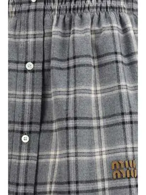 Miu Miu Check Flannel Miniskirt - Gray