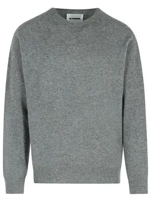 JIL SANDER JIL SANDER Fine Knit Virgin Wool Blend Sweater Gray