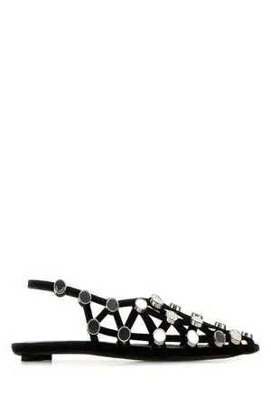 Attico Suede Grid Ballerinas - Black