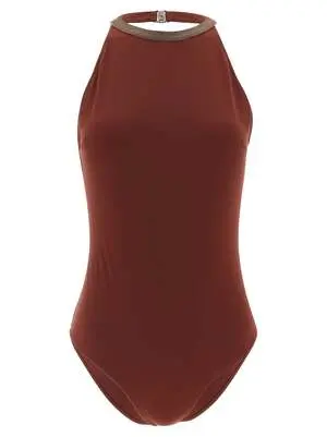 Brunello Cucinelli One-piece Swimsuit With Precious Collar - Multicolor