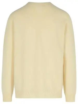 JIL SANDER Virgin Wool Blend Fine Knit Crew Neck Sweater - Cream