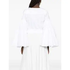Jacquemus Cotton Wrap Blouse With Flared Sleeves - White